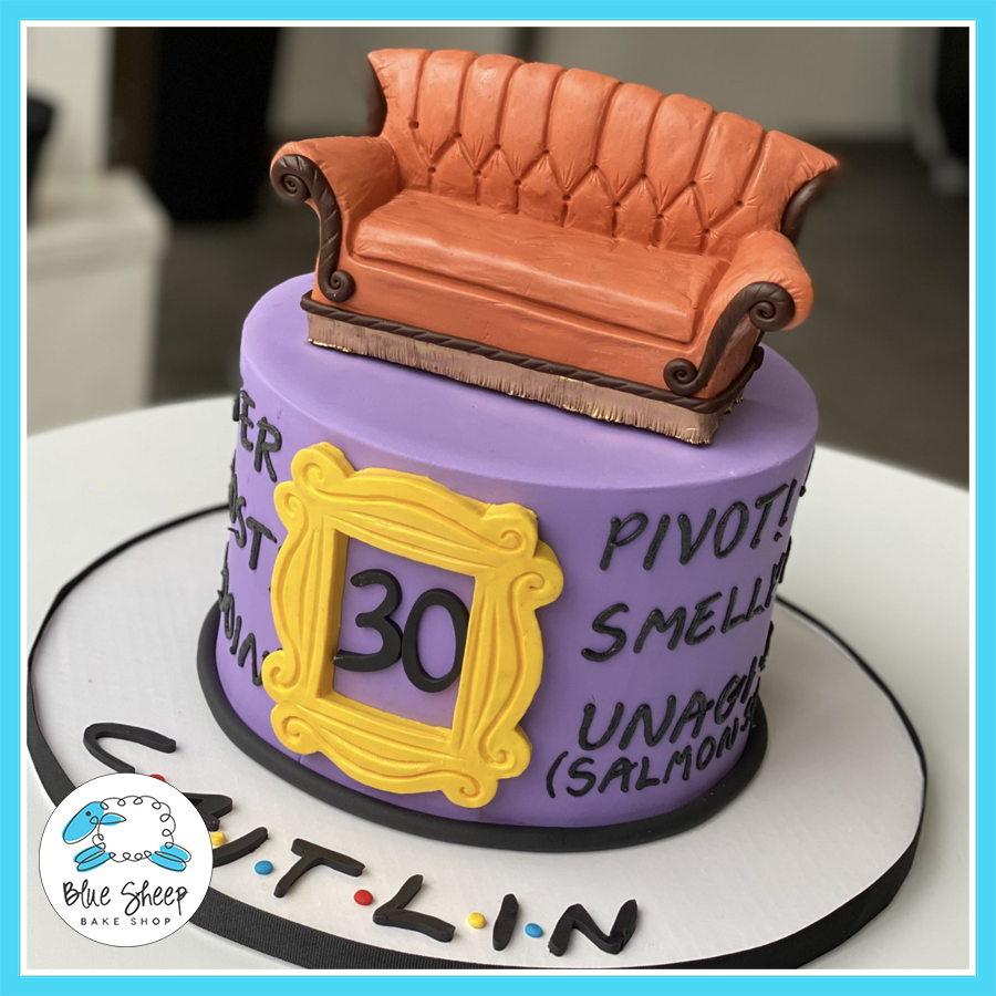 Friends 30th Birthday Cake with Couch Topper | Custom Cakes Somerville NJ – Blue Sheep Bake Shop