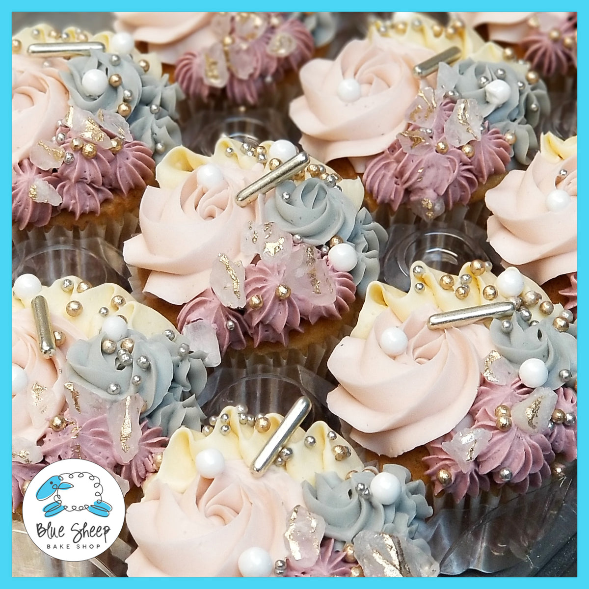 Blush, Mauve, and Grey Texture Cupcakes – Blue Sheep Bake Shop