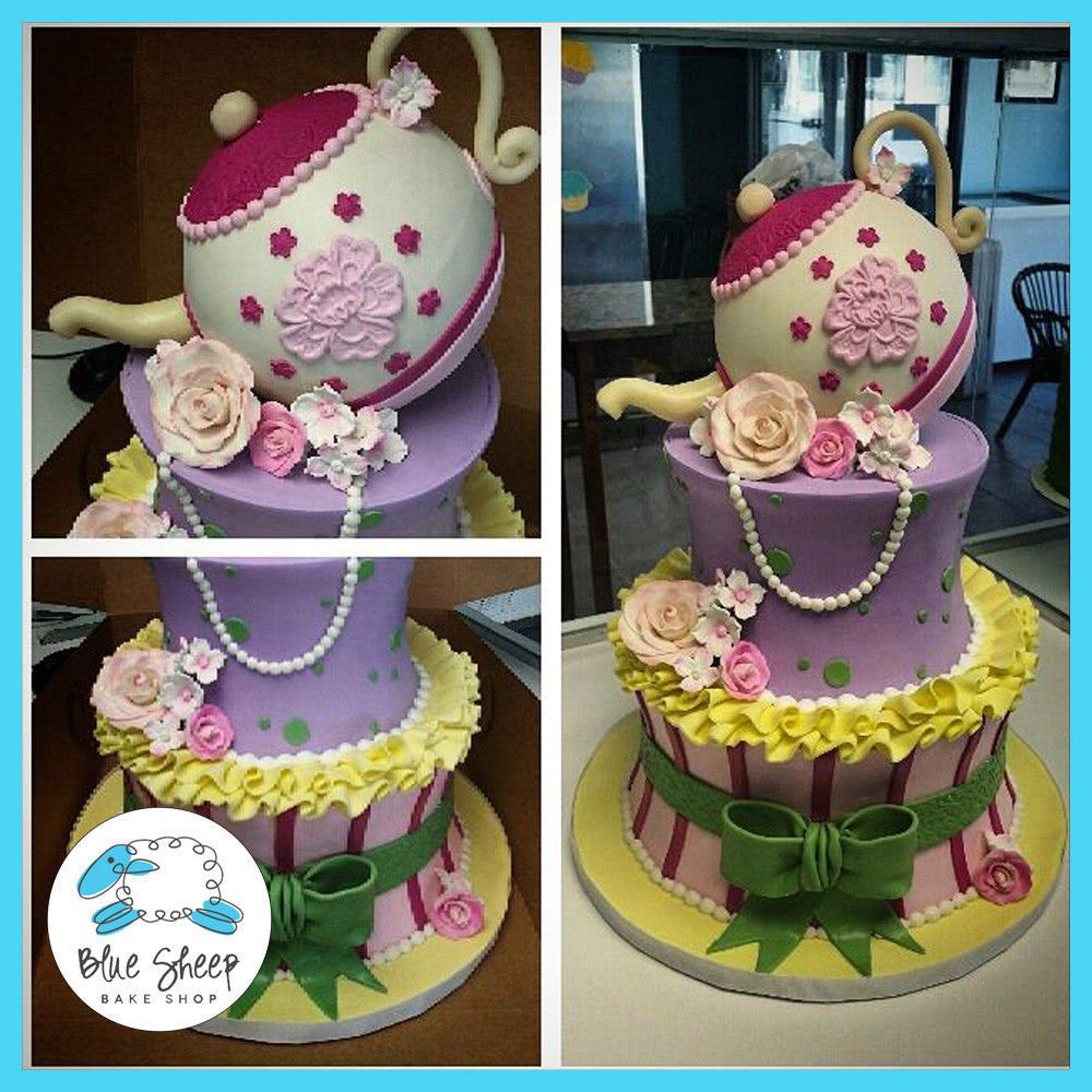 Whimsical Tea Pot Birthday Cake – Blue Sheep Bake Shop