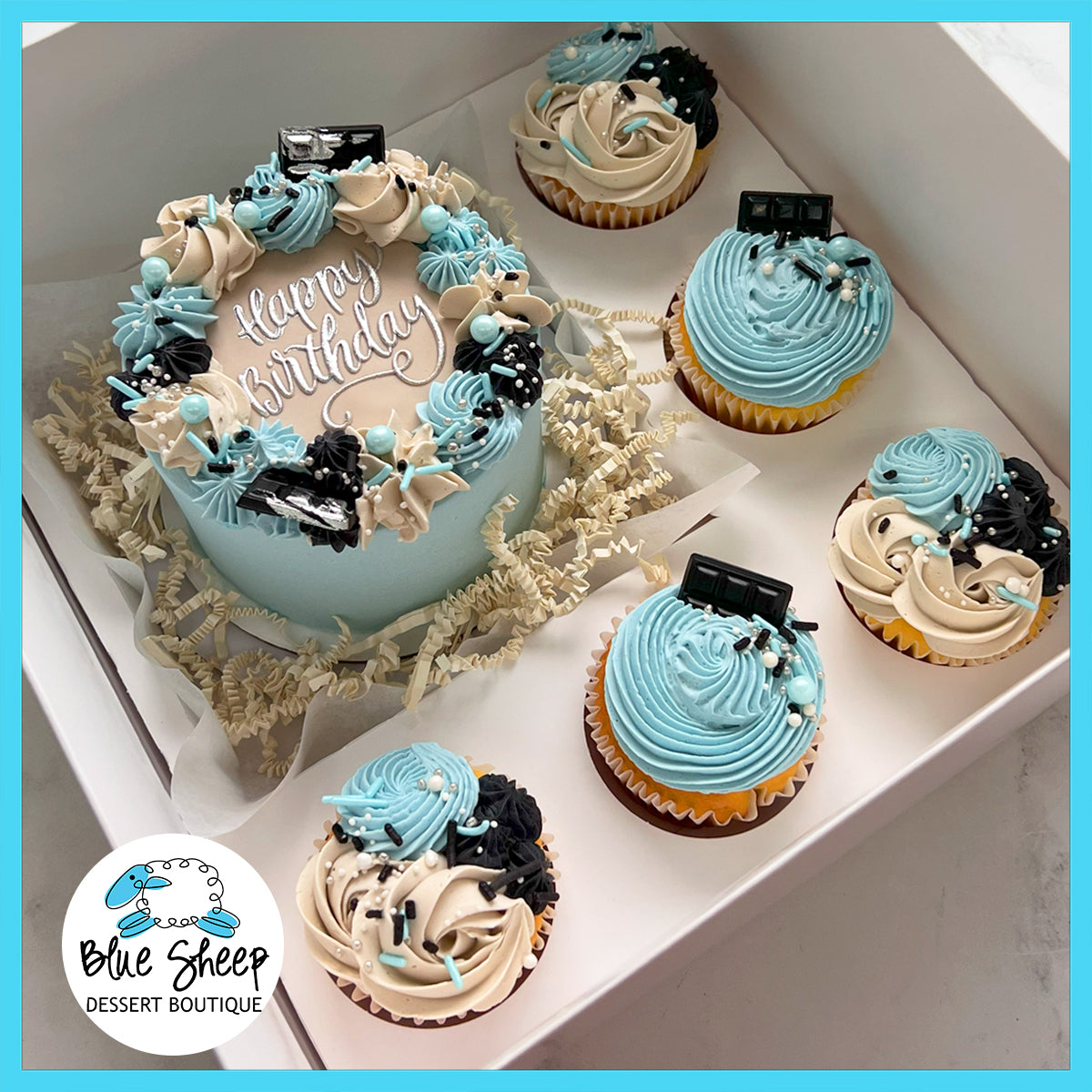 Blue Elegance Birthday Bento Box | Blue Sheep Bake Shop in Somerville, NJ