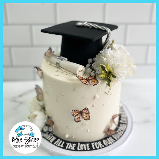 Butterfly Graduation Cake – Blue Sheep Bake Shop