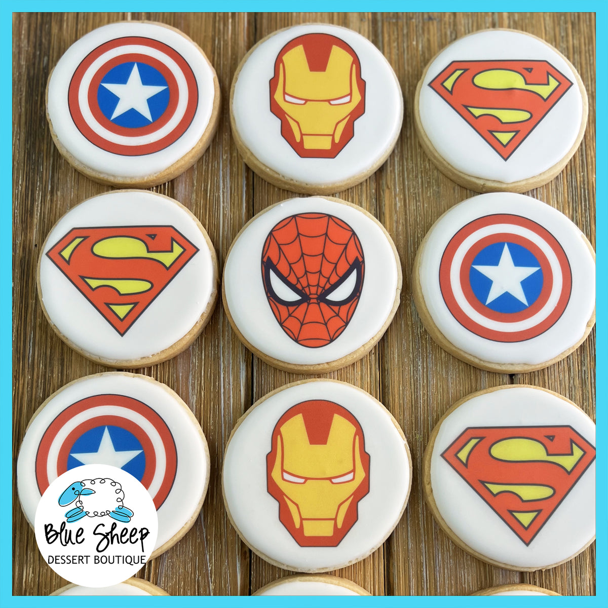 Superhero Emblem' Decorated Cookies – Blue Sheep Bake Shop
