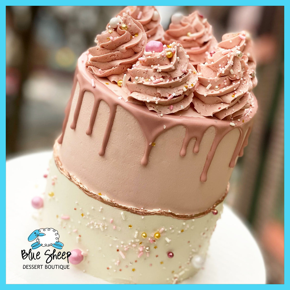 Rose Gold Viva Glam Cake - Gluten Free – Blue Sheep Bake Shop