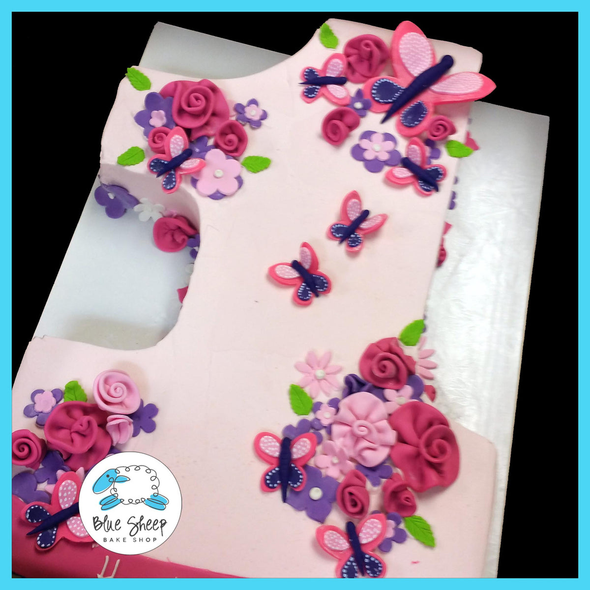 #1 Shaped 1st Birthday Cake – Blue Sheep Bake Shop