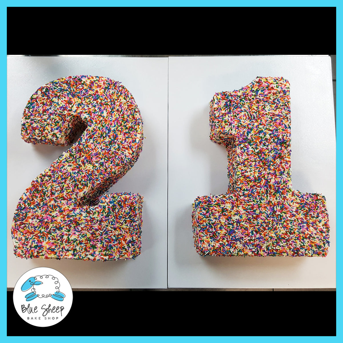 21 Carved Number Cake with Sprinkles – Blue Sheep Bake Shop