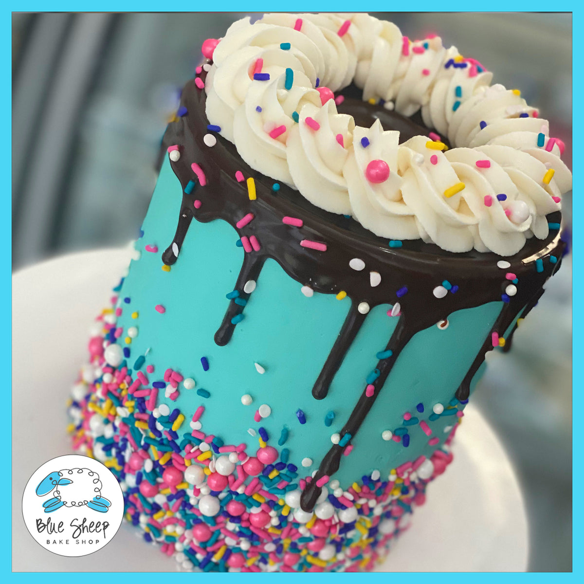 Confetti Drip To Go Cake – Blue Sheep Bake Shop