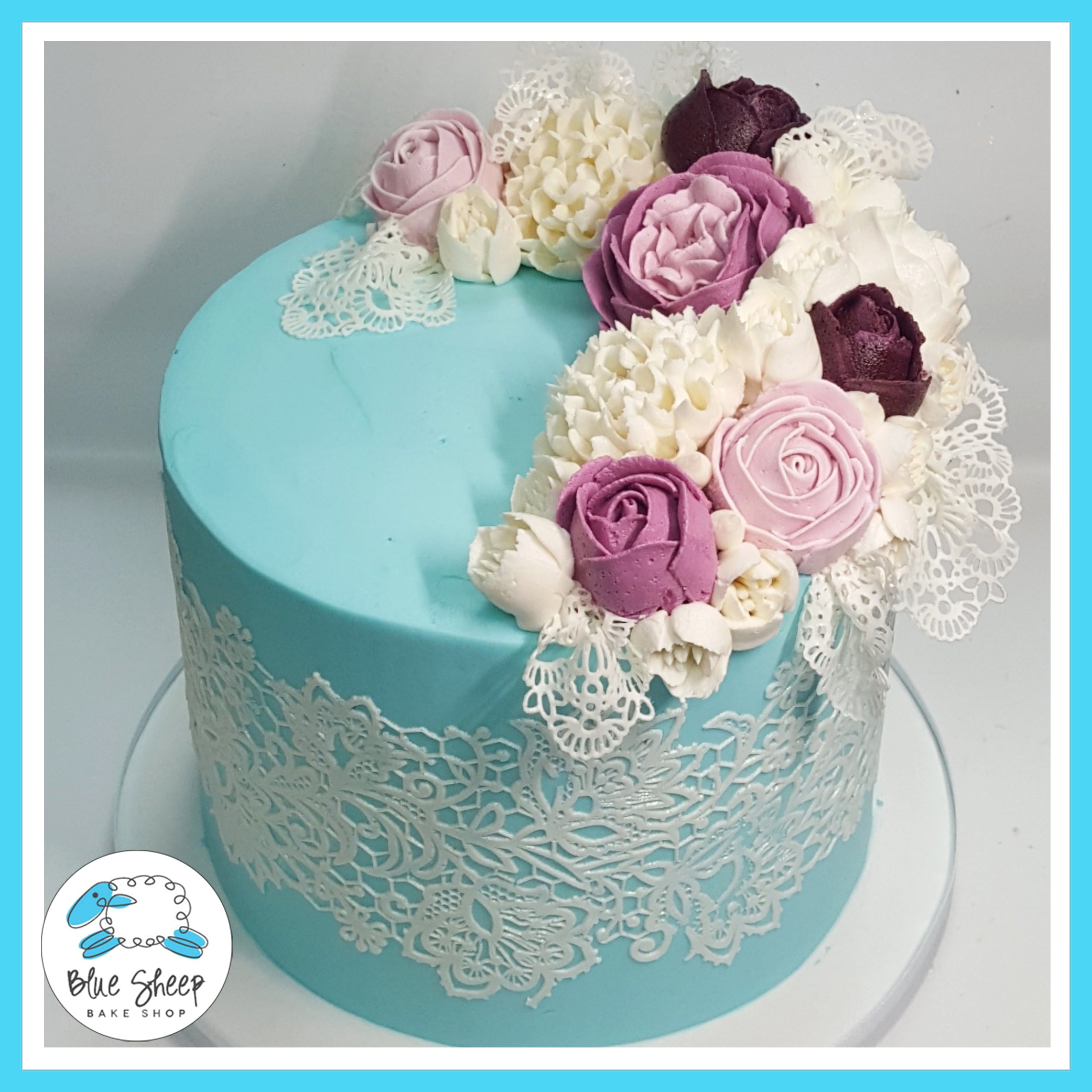 Vintage Buttercream Lace and Roses Custom Birthday Cake NJ – Blue Sheep ...