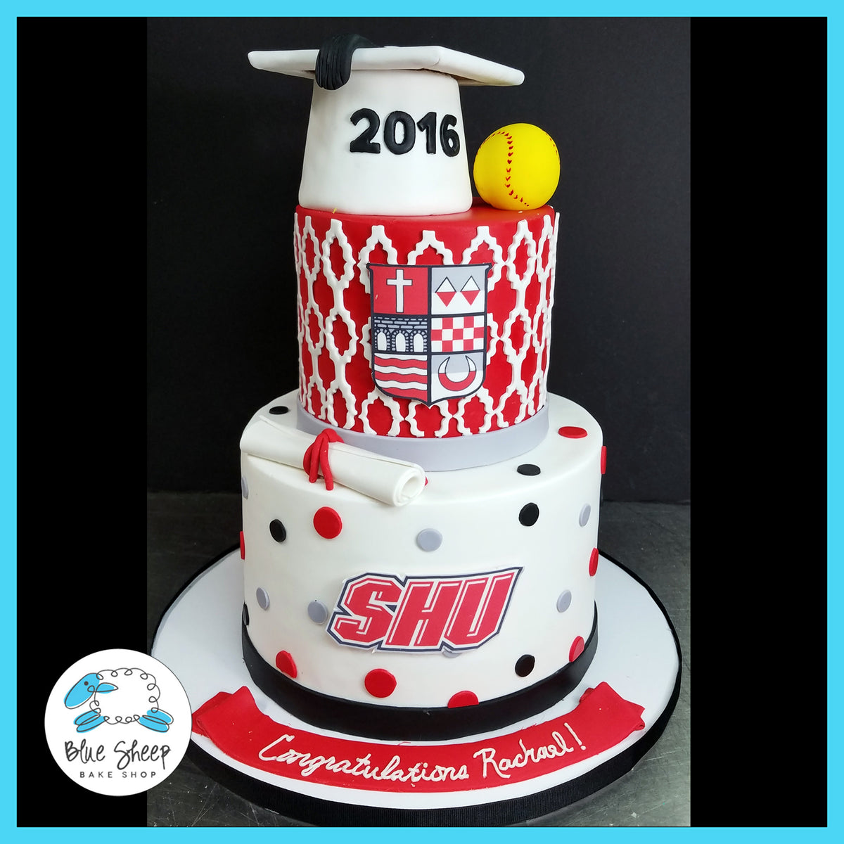Rachael's SHU Graduation Cake NJ – Blue Sheep Bake Shop