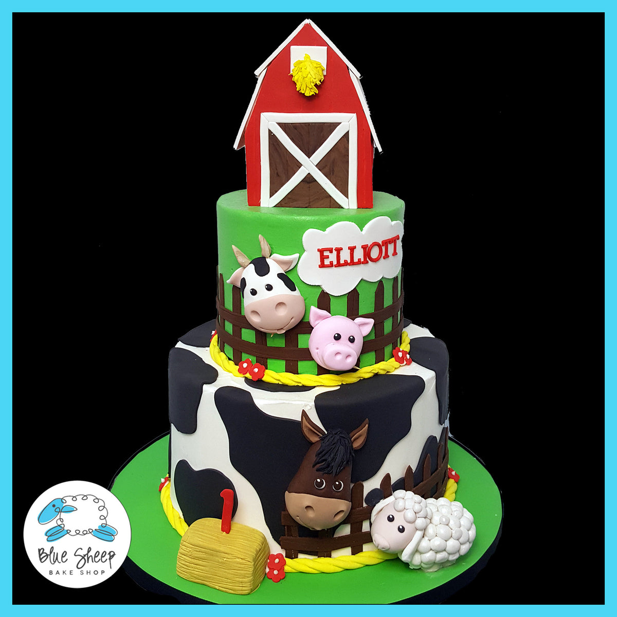 Barnyard 1st Birthday Cake – Blue Sheep Bake Shop