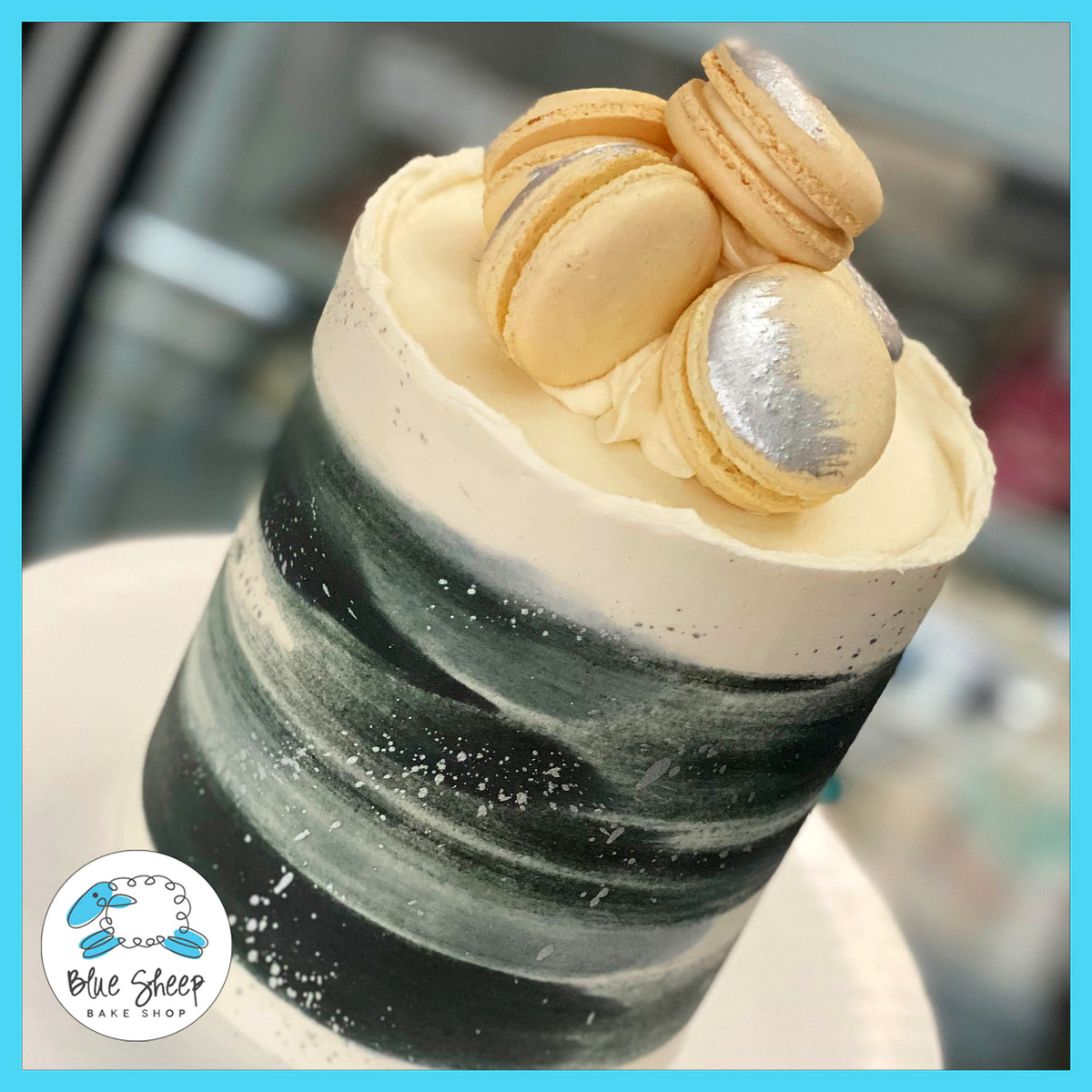 Black and Grey Swipe To Go Birthday Cake – Blue Sheep Bake Shop