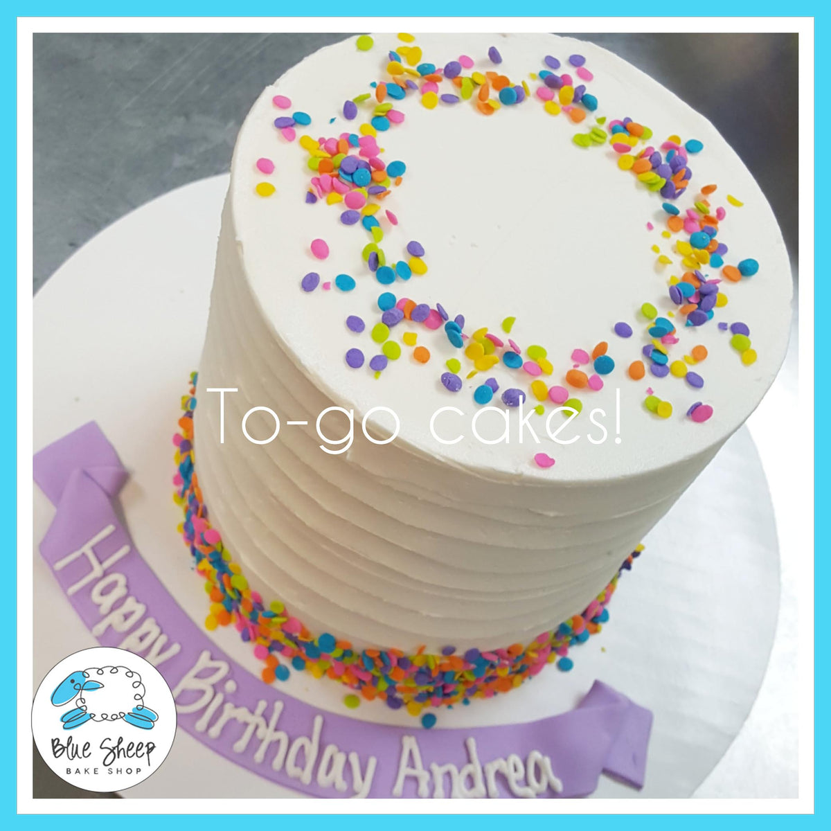 Textured Confetti To Go Cake – Blue Sheep Bake Shop