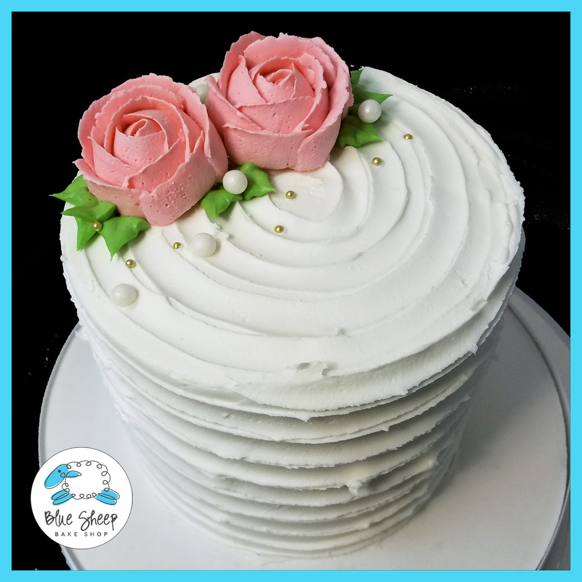 Double Rose Rustic Buttercream Cake – Blue Sheep Bake Shop