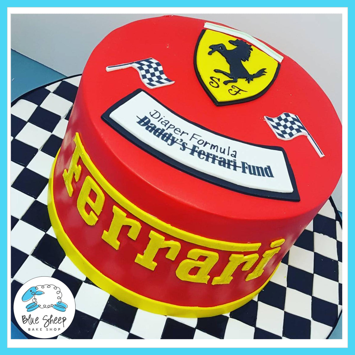 Ferrari Baby Shower Custom Cake nj – Blue Sheep Bake Shop
