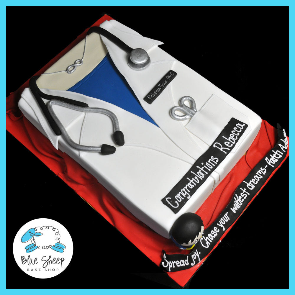 Lab Coat Graduation Cake – Blue Sheep Bake Shop