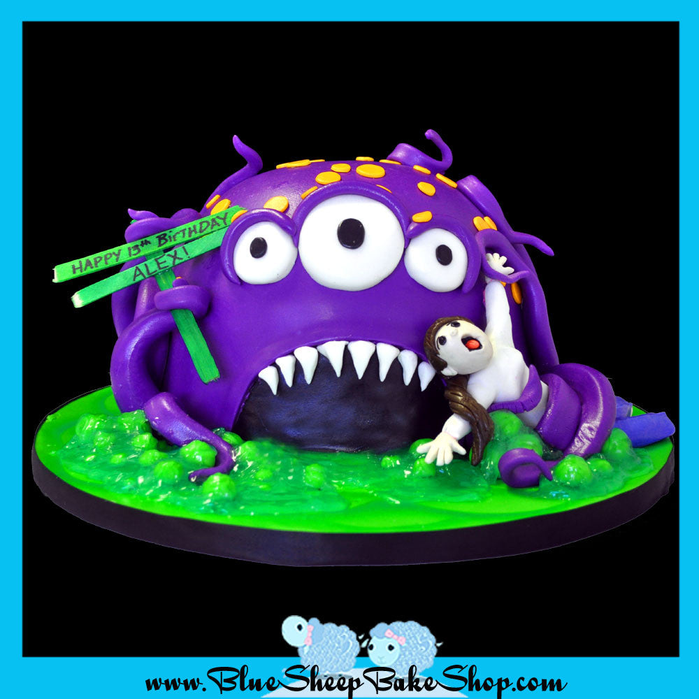 Swamp Monster Sculpted Birthday Cake – Blue Sheep Bake Shop