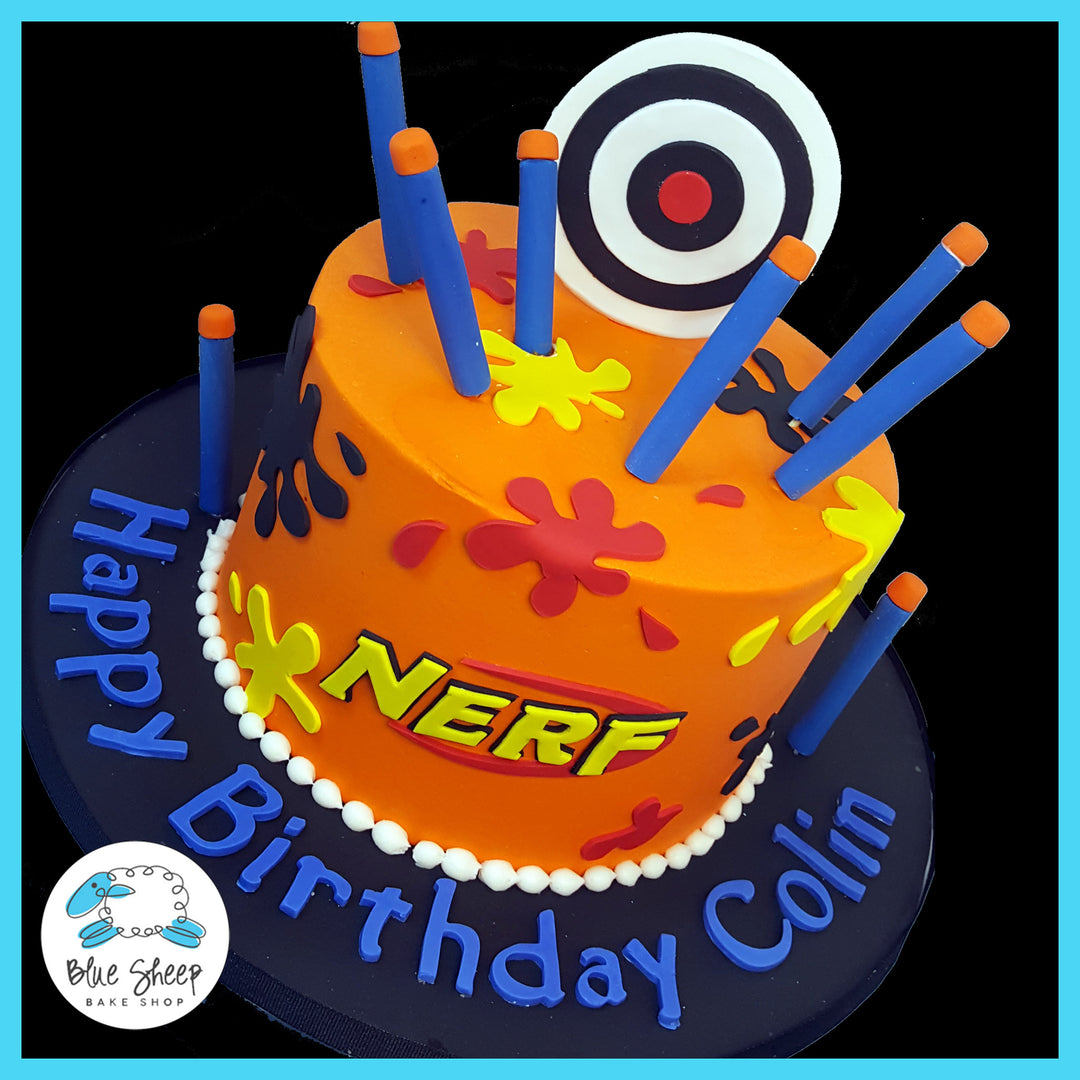 Nerf Birthday Cake – Blue Sheep Bake Shop