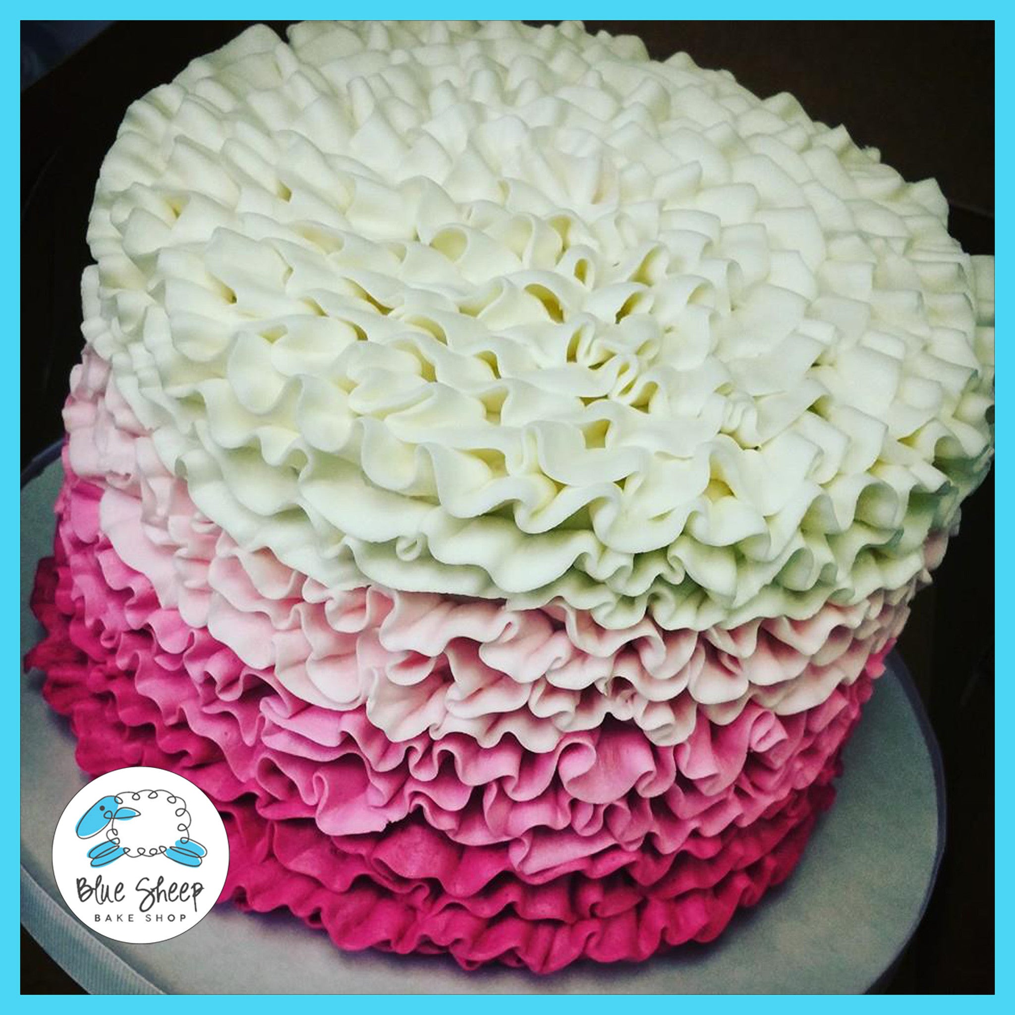 ombre ruffle cake