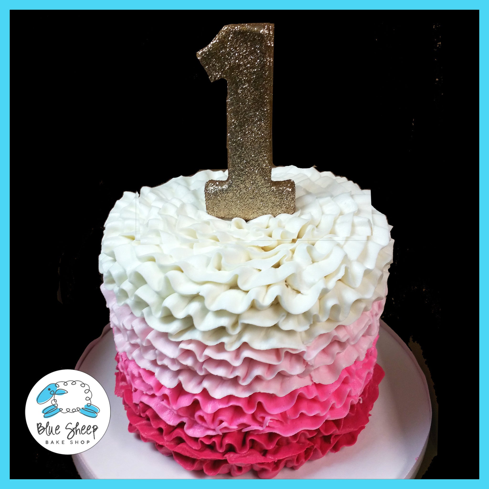 ombre ruffle cake