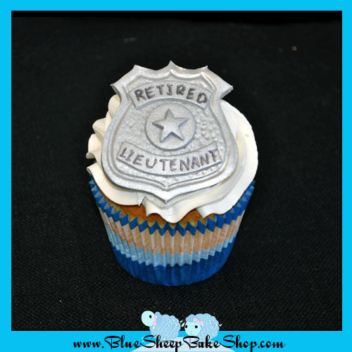 Police Badge Jumbo Cupcake – Blue Sheep Bake Shop