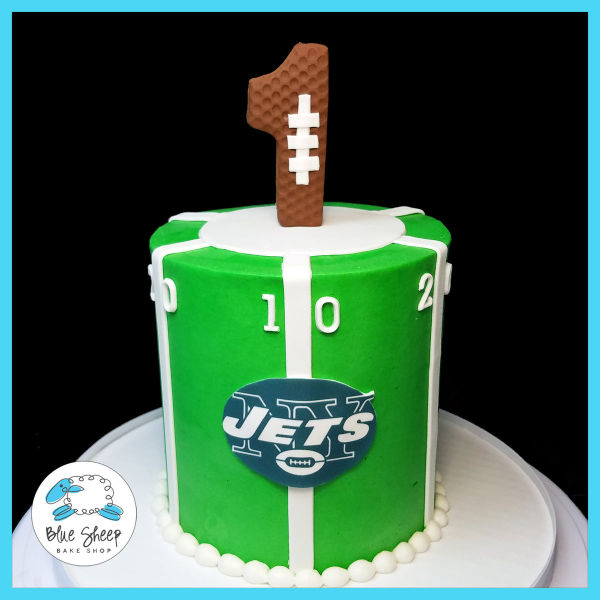 Jets Football Smash Cake – Blue Sheep Bake Shop