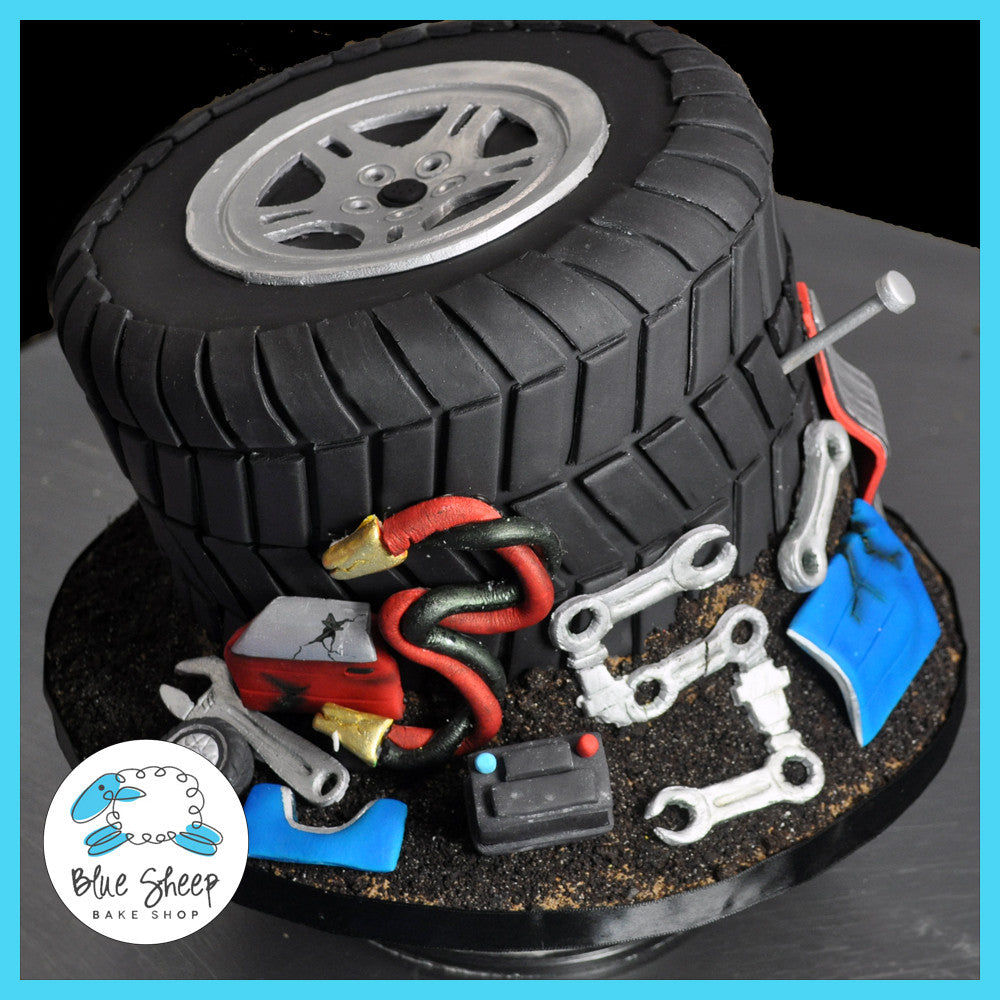 Junkyard Tire 35th Birthday Cake - Custom Birthday Cakes NJ – Blue ...