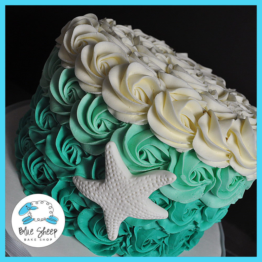 Buttercream Turquoise Rosette Ombre Cake – Blue Sheep Bake Shop