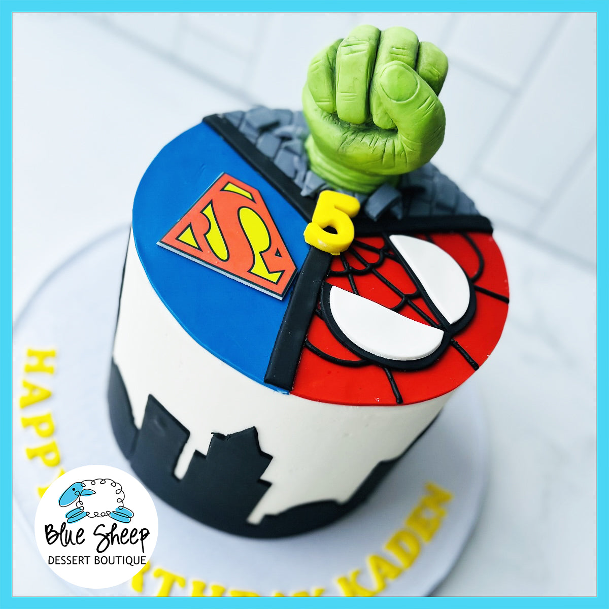 Kaden's Superhero Custom Birthday Cake – Blue Sheep Bake Shop