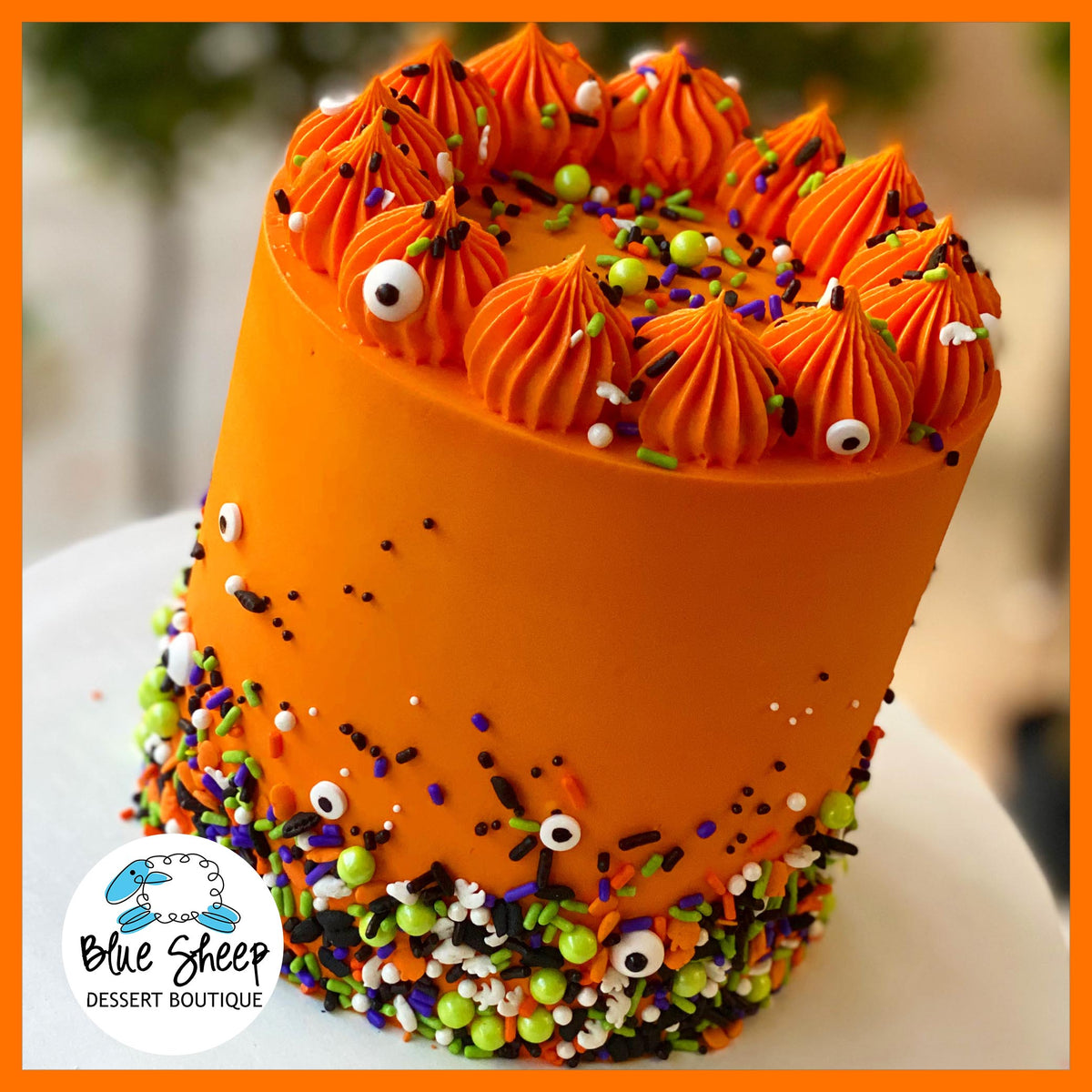Googley Eyes Halloween To Go Cake – Blue Sheep Bake Shop