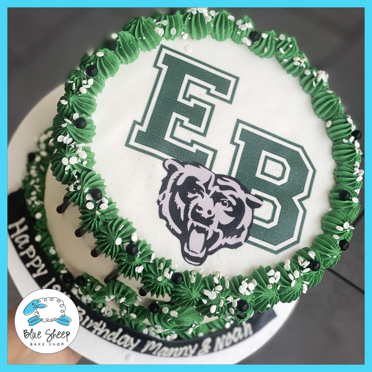 School Logo Printed Image Graduation Cake – Blue Sheep Bake Shop