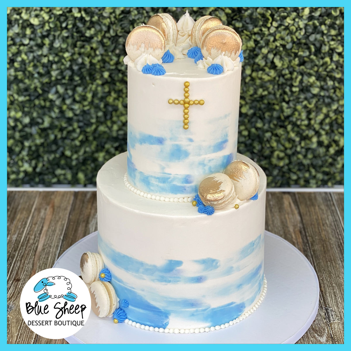 Tiered Watercolor Buttercream Cake (Comm. & Conf. Collection) – Blue ...