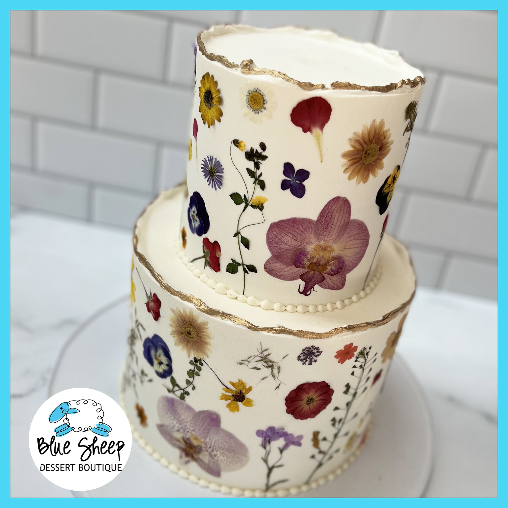 Blue Bridal Shower Square Cakes 3 Tier Blue And White Square Wedding