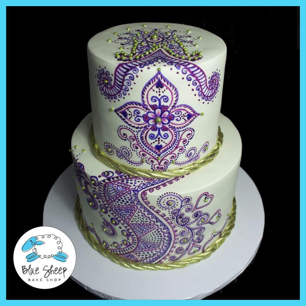 Painted Henna Wedding Cake – Blue Sheep Bake Shop