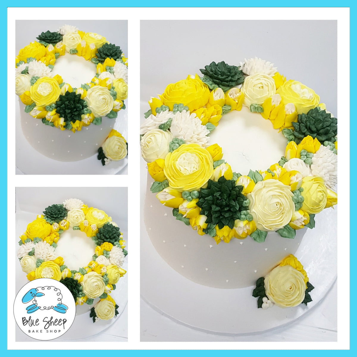 Yellow and Sage Coronet Floral Cake – Blue Sheep Bake Shop